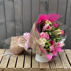 Pink Tied Bunch Janet & Jaynes Florist Wisbech